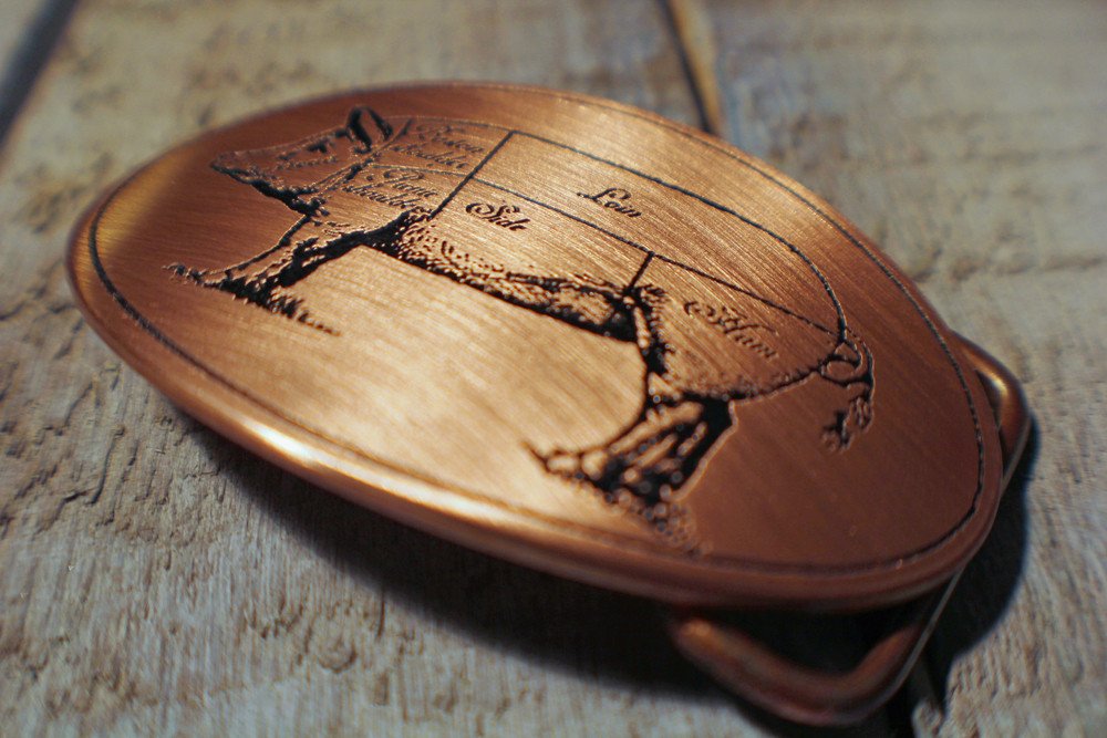 Chef Knife -PIG DIAGRAM- Butcher Belt Buckle – Metal Some Art